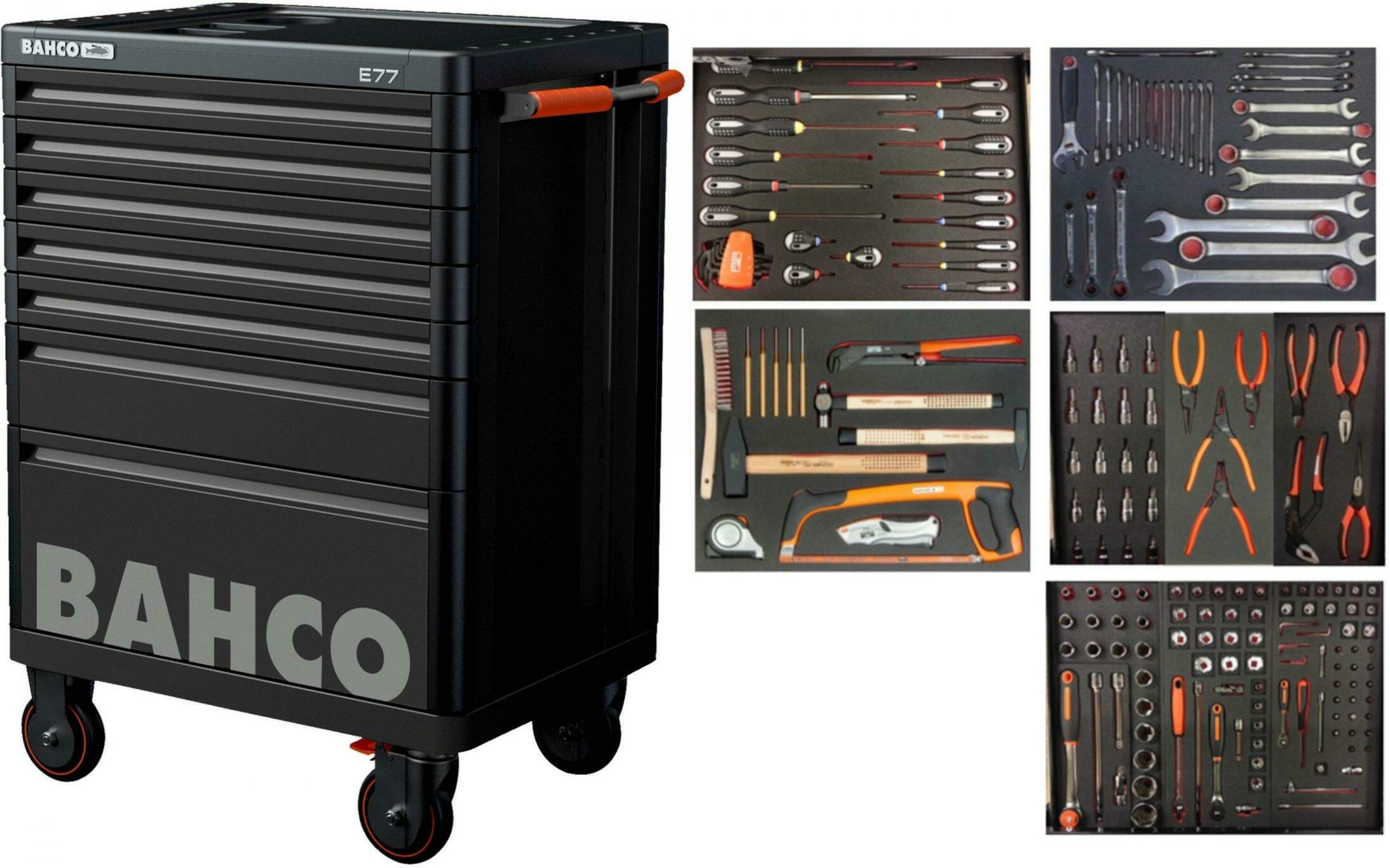Bahco 1477K7BLACK-FULL5 Chariot à outils E77 noir 193 pièces