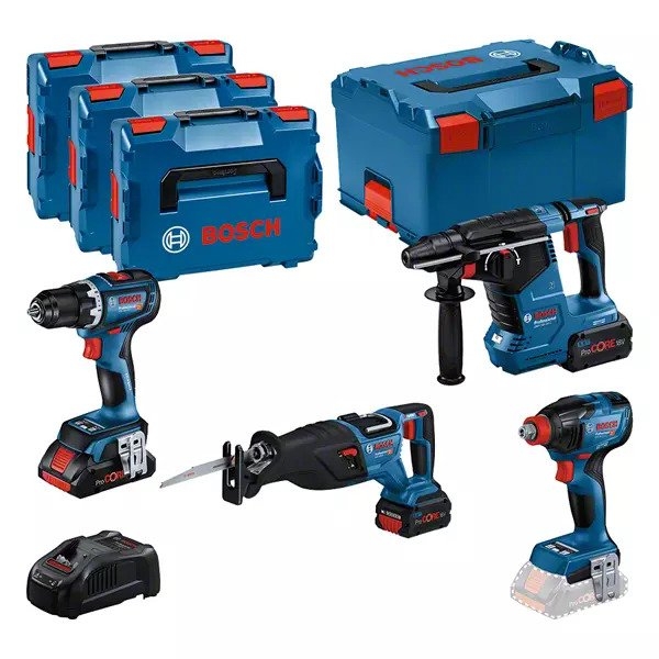 Bosch Bleu 0615990N37 Combiset 18V 4 machines 1x 4.0Ah 2x 5.5 Ah et ...